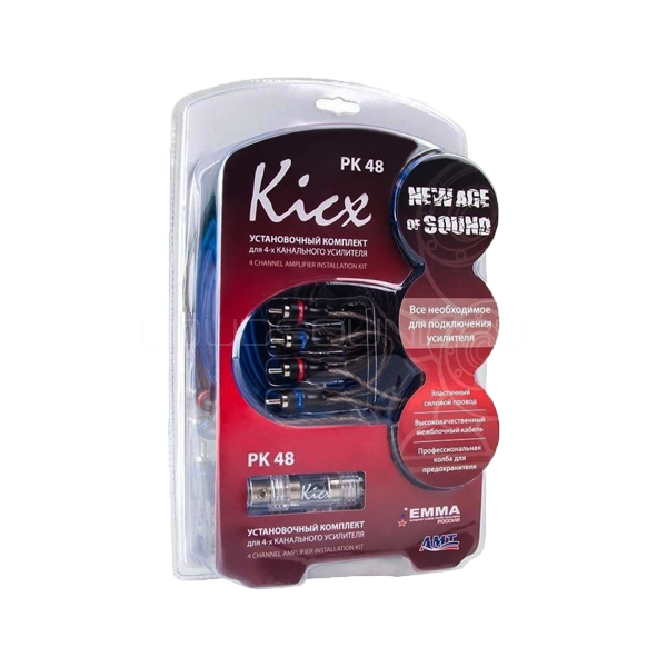 Kicx PK 48 8Ga 4 канала | Комплект проводов для установки автомобильного усилителя Kicx PK 48 ...